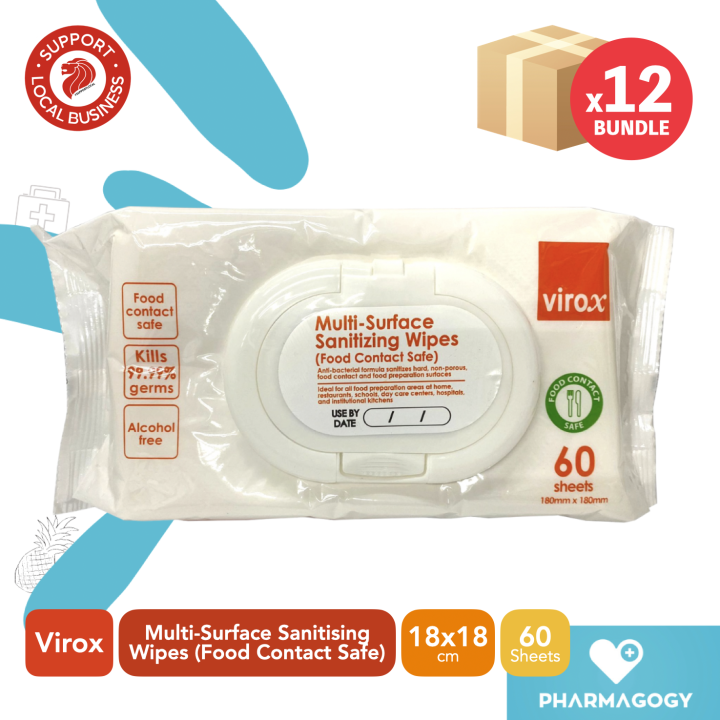 [Bundle of 12] Virox Multi-Surface Sanitizing Wipes (Food Contact Safe ...