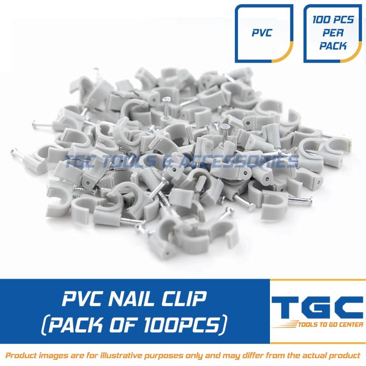 Pack of 100pcs M25 PVC Nail Cable Wire Clip Wall Hanging Clamp C Clamp 25mm for 3/4 inches pipe ...