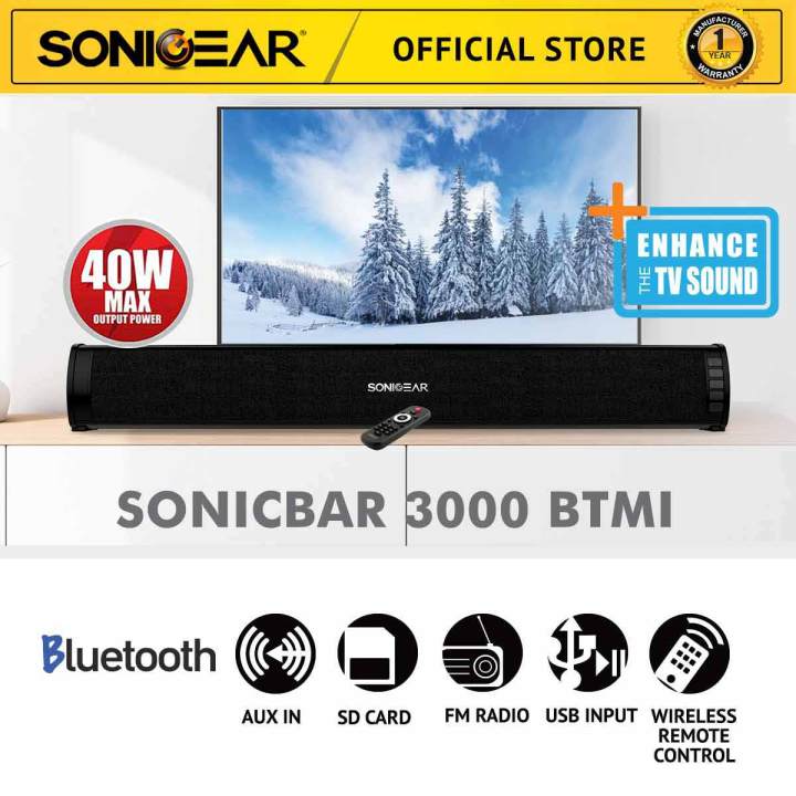 SonicGear SonicBar 3000 BTMI Bluetooth Sound Bar System for TV | 40 ...