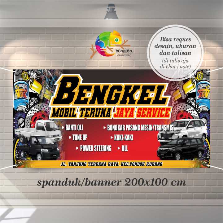 200x100 Spanduk Banner Bengkel Mobil Keren, Spanduk Bengkel Modern ...