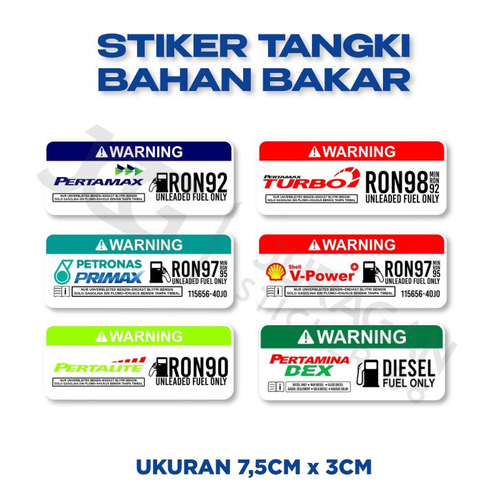 Sticker Printing Unleaded Fuel Only Stiker label tangki bahan bakar RON ...