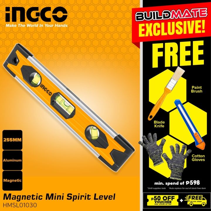 BUILDMATE Ingco Magnetic Mini Spirit Level Bar with Magnet Levelling ...