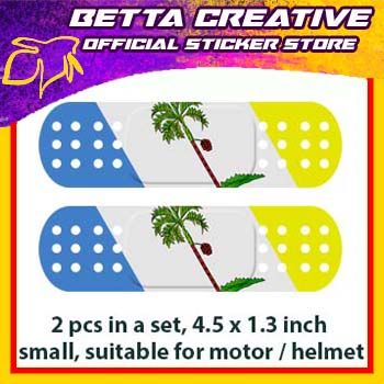 Small Stickers - Plaster Pulau Pinang Penang Flag 2 pcs Motor / Helmet ...