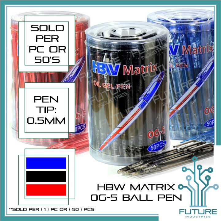 HBW Ballpen Matrix Retractable Type 0.5mm Tip Pen Oil Gel Pens Ball Pen ...