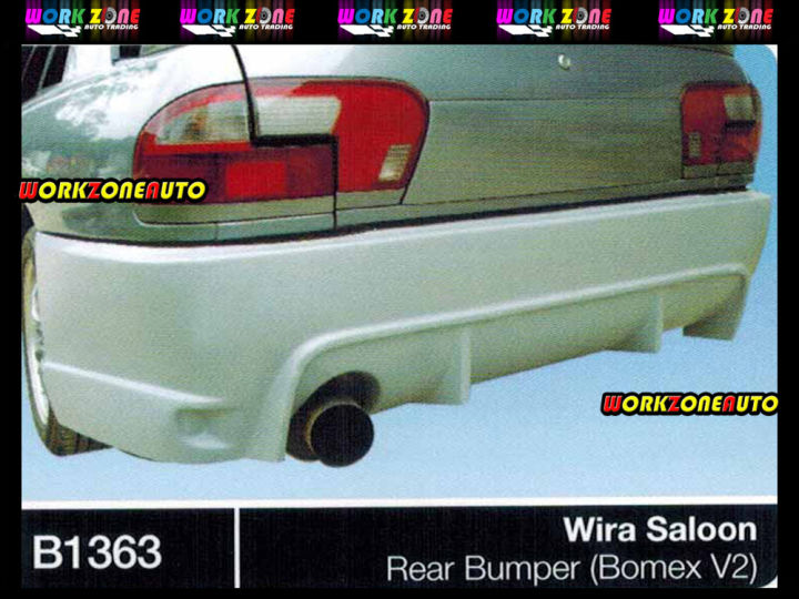 B1363 Proton Wira Saloon Fiber Rear Bumper (Bomex V2) Body kit Bodykit | Lazada