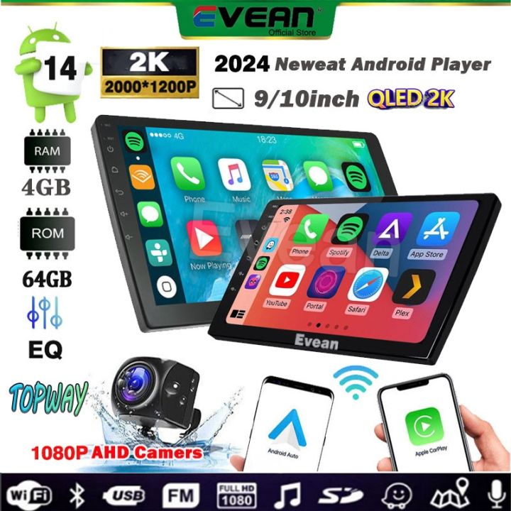 【Topway Android 14 QLED 2K Touch Screen】Evean 2K Car Android Player 9 ...