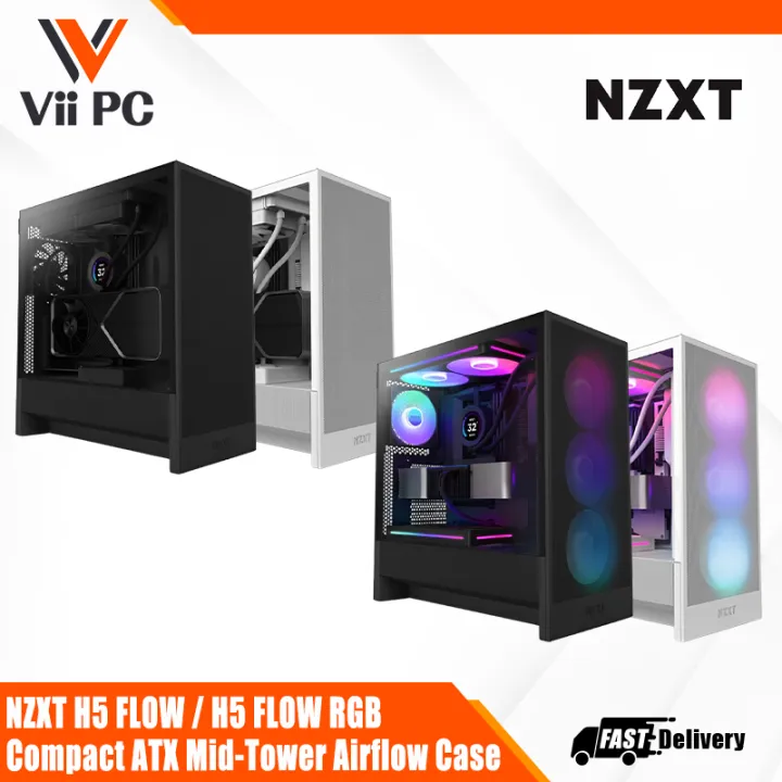 NZXT H5 FLOW / H5 FLOW RGB Compact ATX Mid-Tower Airflow Case with RGB ...