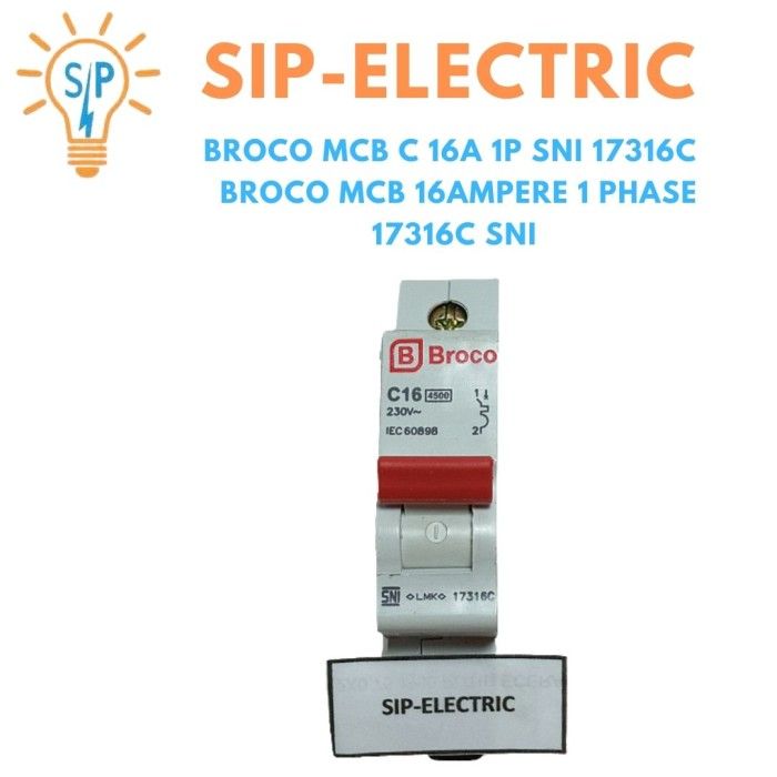 BROCO MCB C 16A 1P SNI 17316C / BROCO MCB 16AMPERE 1 PHASE 17316C SNI ...