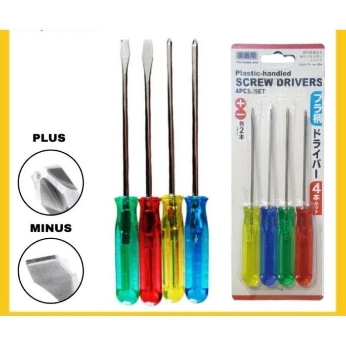OBENG SET 4PCS PLUS MINUS - OBENG BUNGA POROS OBENG ULIR OBENG SET 4 ...