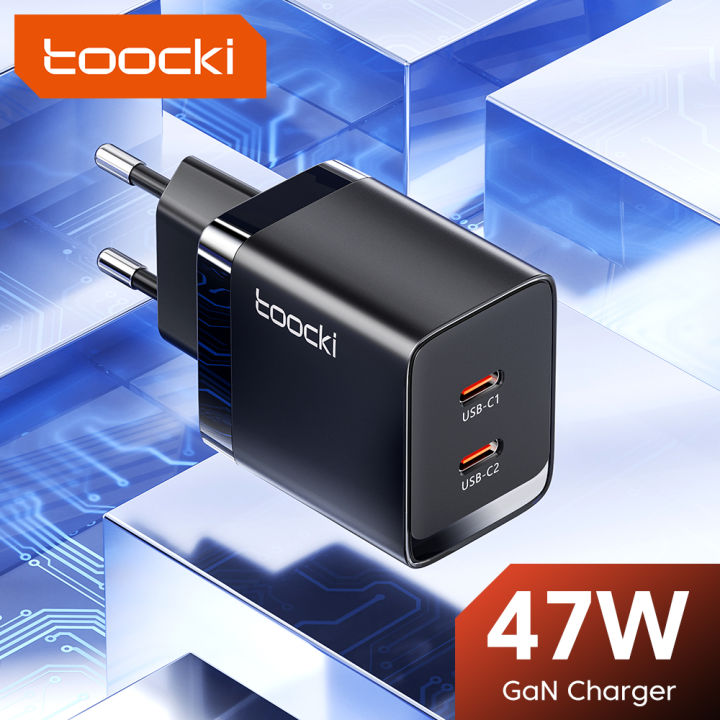 Toocki Dual-port Type-C PD 47W GaN Quick Charger For Laptop Tablets ...