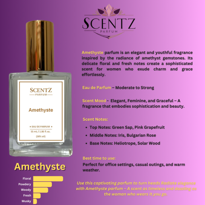 ScentZ Parfum - Amethyste - Inspired Perfume for Women - 30% oil based long lasting affordable ...