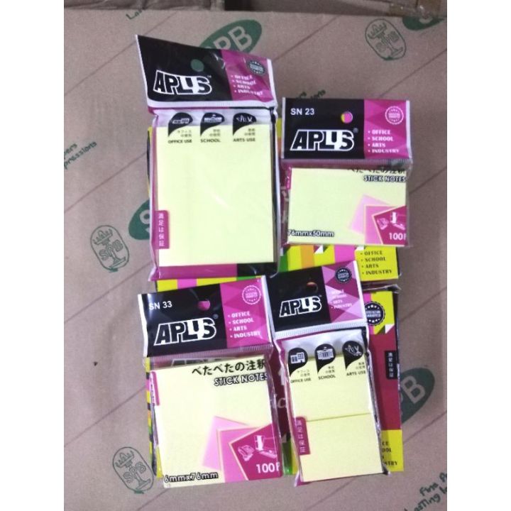 Aplus Stick On Note / Stickey note (1.5x2 / 2x3 / 3x3 / 3x4 ) | Lazada