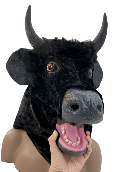Halloween Mask Realistic Mouth Mover Cow - Creepy Moving Bull Fursuit ...