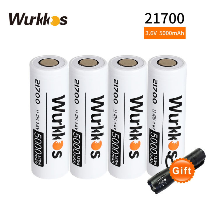 Wurkkos 3.7V 21700 rechargeable battery 5000mAh power battery 21700 ...