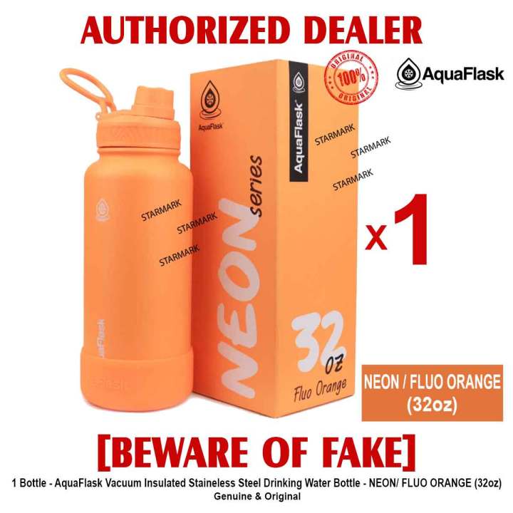 AQUAFLASK 32oz NEON ORANGE FLUO ORANGE Aqua Flask Wide Mouth with Flip ...