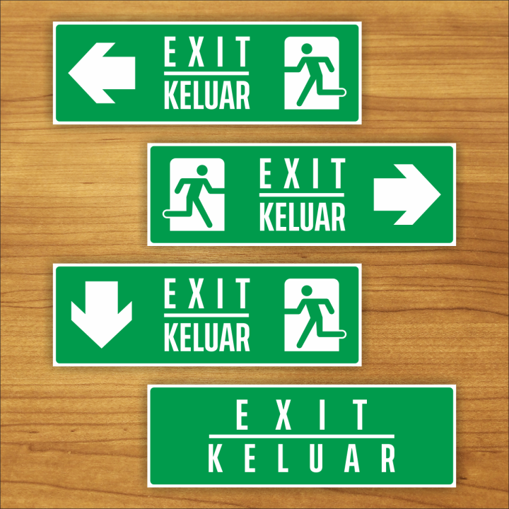 Sticker Signage, Stiker Sign Waterproof Petunjuk Jalur Exit/keluar ...