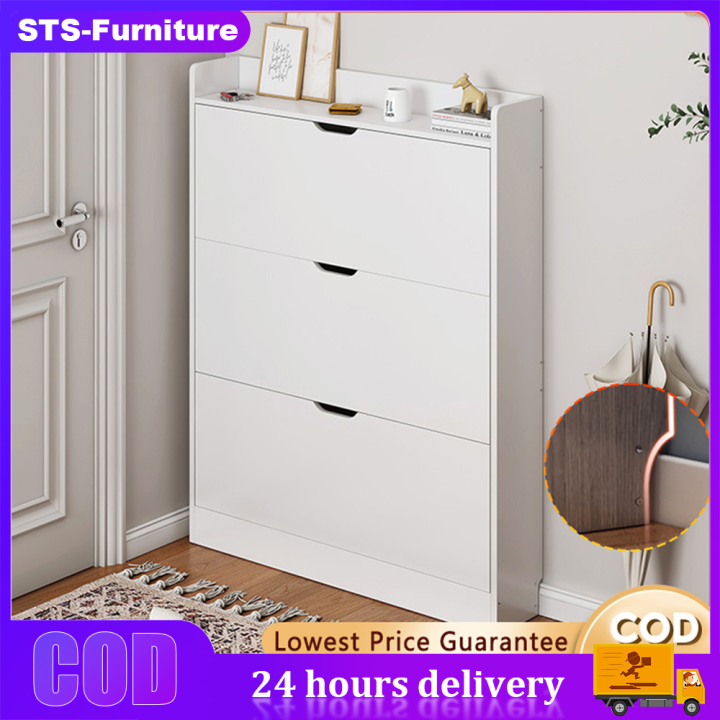 [17cm wide]Shoe Cabinet Wood Flip Shoe Rack Cabinet Space Saving for Living Room Bedroom | Lazada PH