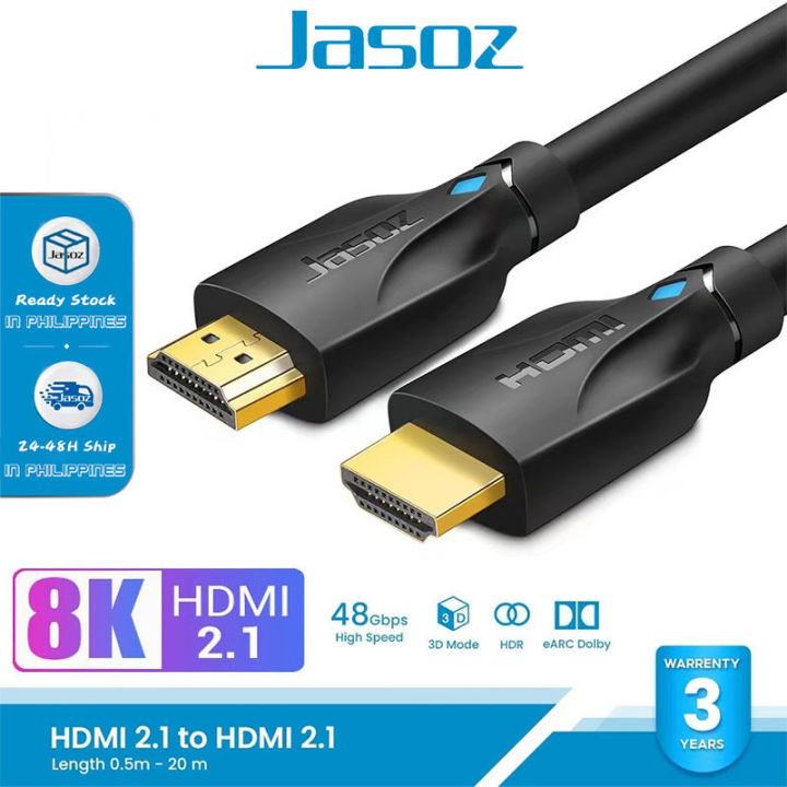 Jasoz 8K HDMI 2.1 Cable 8K/60Hz 4K/120Hz 1440p/144hz 48Gbps HDCP2.2 for ...
