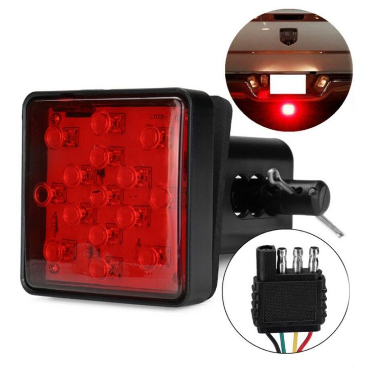 Red 15 LED 2 inch Trailer Truck Hitch Tow Haul Receiver Cover Brake ...