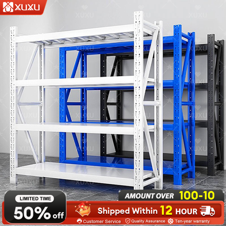 XUXU 4-Layer Boltless Steel Rack Shelves Load Capacity of 500KG Ideal ...