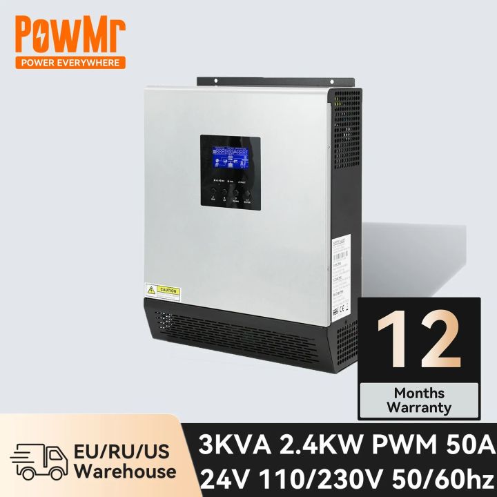 vouy10 PowMr Hybrid Solar Inverter 24V 110V 220V Pure Sine Wave Inverter 2400W 3KVA Solar Panel ...