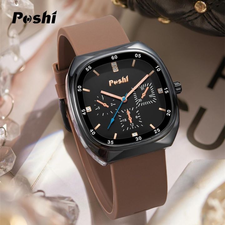 POSHI Luxury Fashion Women’s Casual Watches Woman Waterproof Silicone ...