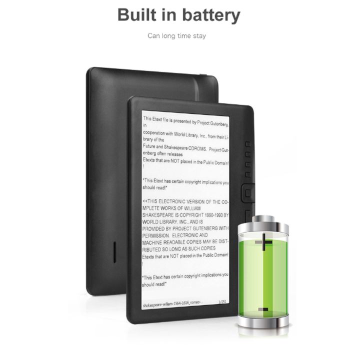 7in Color TFT LCD 16:9 Screen Black E Reader Portable EPUB PDF TXT ...