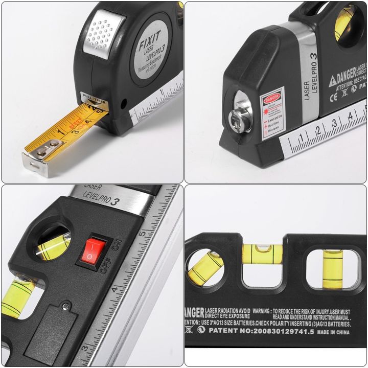 Laser Level Aligner Horizon Vertical Line Measure Tape Ruler Multipurpose Metric Rulers Leveler ...