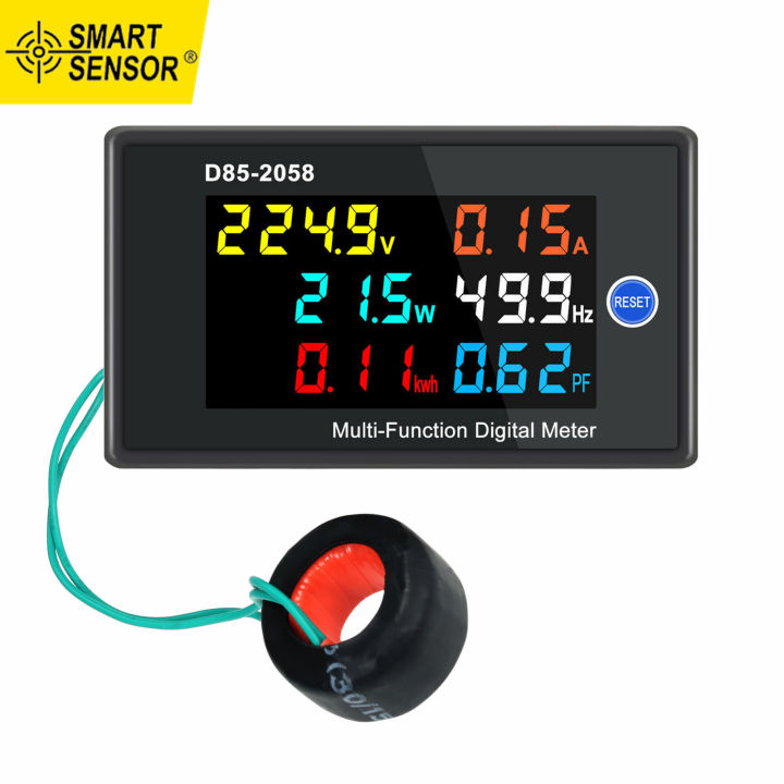 Smart Sensor Multi-Function Single Phase Digital Meter LCD Display AC ...