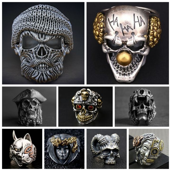 WENYA แหวนวินเทจโกธิคกะโหลกนักบิดนักรบอินเดียฮิปฮอปผู้ชายใหม่ | Lazada ...