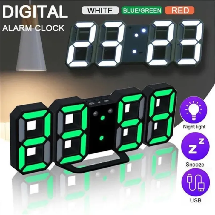 [Same Day Ship] 3D LED Digital Alarm Clock Electronic Clocks Wall ...