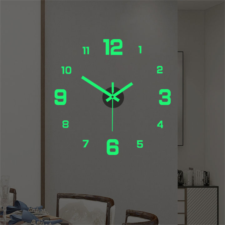 3D Wall Clock Luminous Frameless DIY Digital Clock Wall Stickers for ...