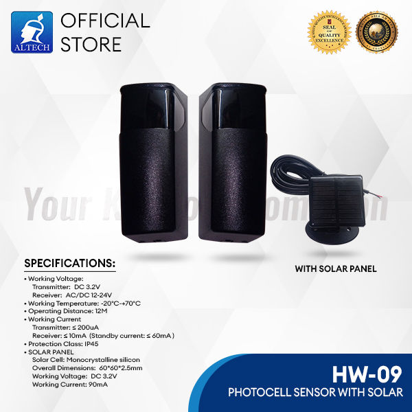 ALTECH Safety 180° Infrared Beam Solar Photocell Sensor HW-09 | Lazada PH