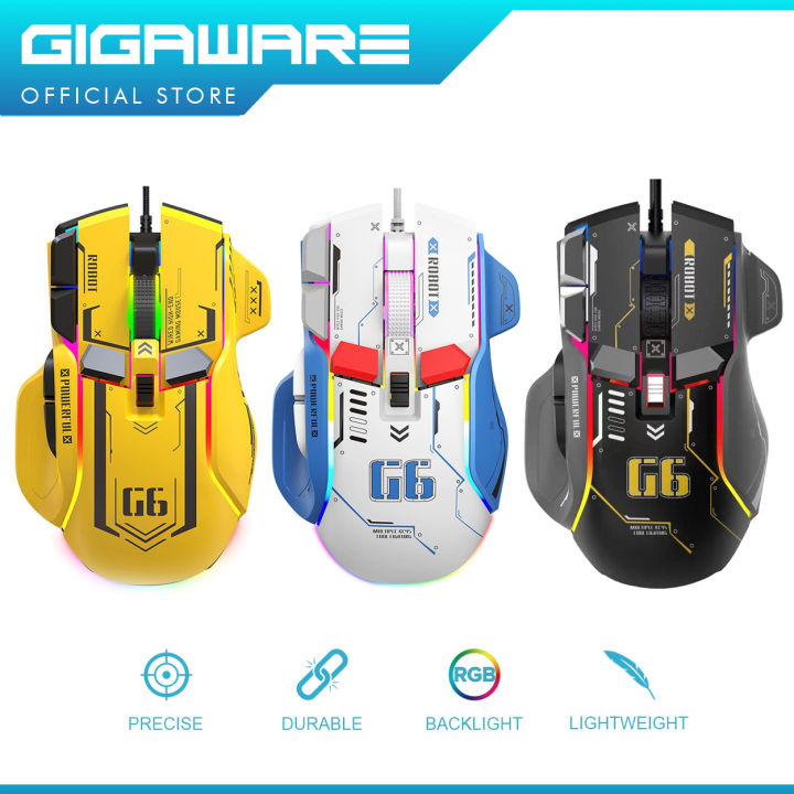 Gigaware G6 Gundam Robot Mecha Style RGB Multi Color Light 12800 DPI ...