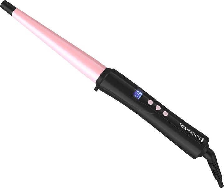 REMINGTON Pro Pearl Ceramic Conical Curling Wand, Digital Controls + 10 Heat Settings, Black ...