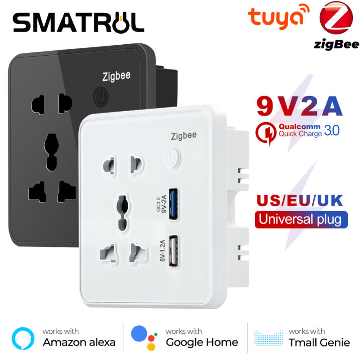 SMATRUL Tuya/Smartlife Zigbee Smart Socket Wall Switch US EU UK Plug ...