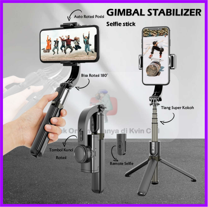 PLOKAMA Gimbal Stabilizer Hp Handphone Auto Balance Selfie Stick 3 in 1 ...