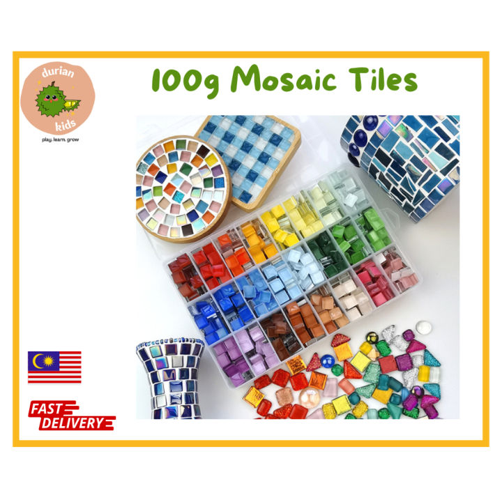 Mosaic Tiles Craft material 200g 220pcs 1cm *1cm / Multi- color glass ...