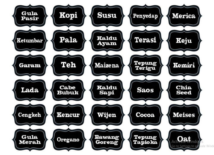 Sticker Stiker Label Nama Bumbu Dapur Pantry Toples Wadah Botol Jar ...