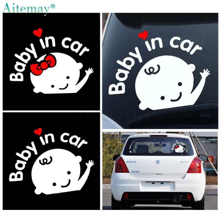 Aitemay Baby In Car Warning Sticker Car Styling 3D Cartoon Reflective ...