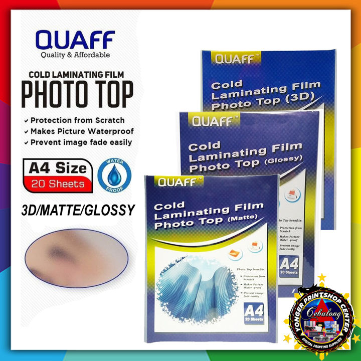 1 PACK PHOTO TOP QUAFF COLD LAMINATING FILM MATTE / GLOSSY / 3D ...