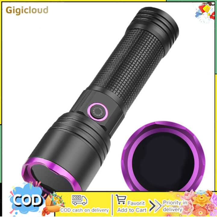 10W 365nm Purple Light Flashlight LED Powerful Flashlights Rechargeable ...