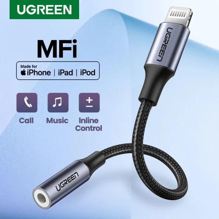 UGREEN Adapter for iPhones MFi DAC Lightning to 3.5mm Headphone Adapter For iPhone 12 11 Pro max ...