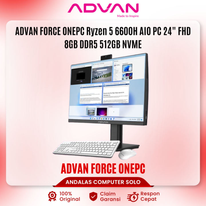 ADVAN Force One PC All in One PC AIO Ryzen 5 6600H 8GB 512GB 99% SRGB ...