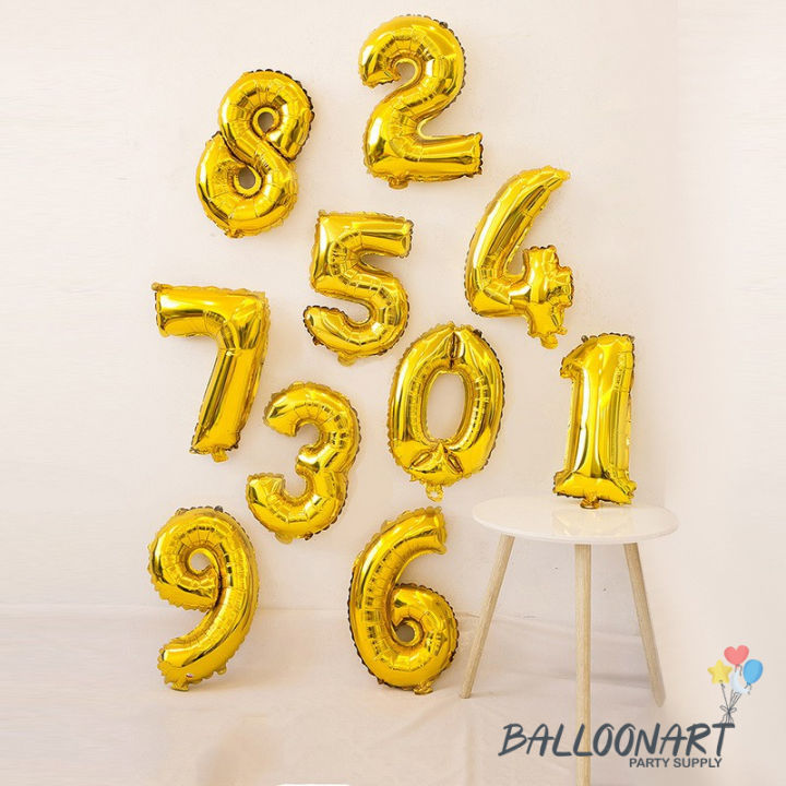 Balon Foil Angka 40cm Gold/Number Balloon Foil 16inch | Lazada Indonesia