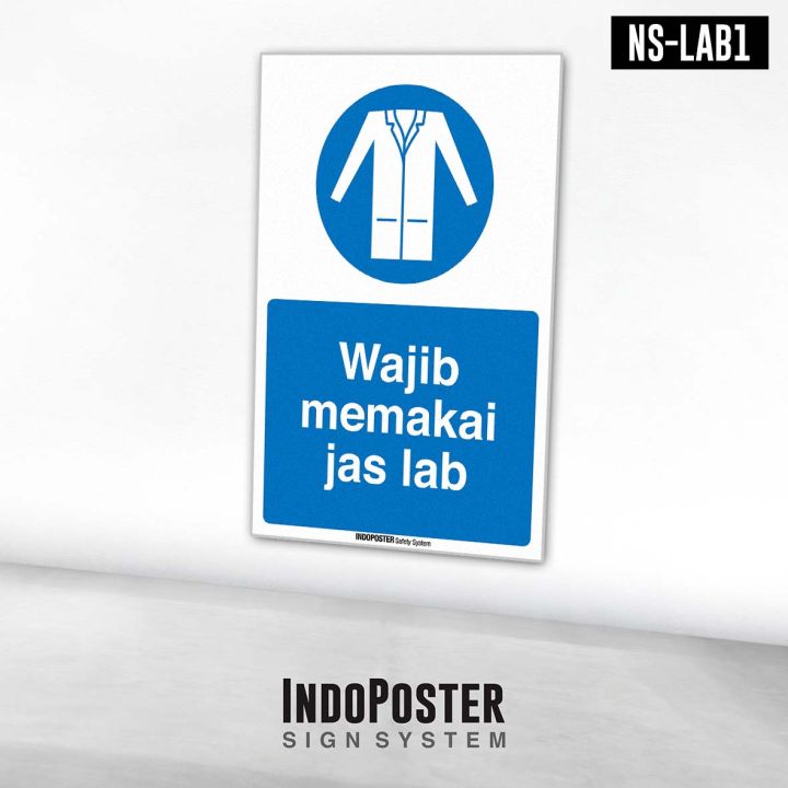 Stiker Safety Sign K3 Wajib Memakai Jas Laboratorium | Lazada Indonesia