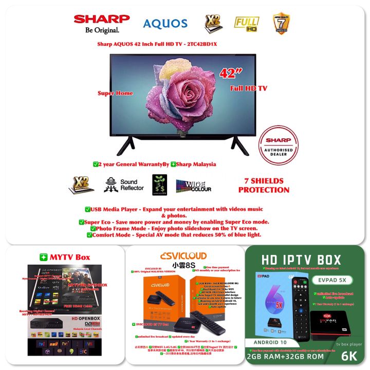 Sharp 42 inch Full HD LED TV 2TC42BD1X AQUOS 42 Inch LED TV / MYTV Box ...
