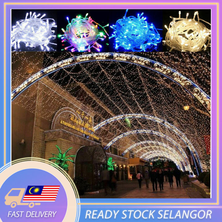 10M 100LEDs Lampu Raya LED Fairy String Light Garland Beads Outdoor ...