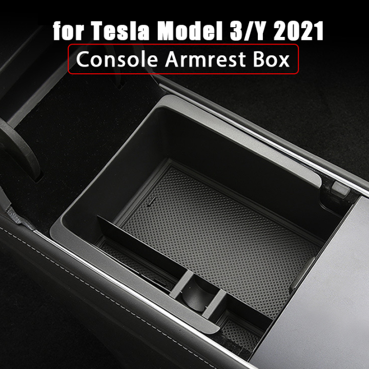 For Tesla Model 3 Y 2021-2022 Upgrade Armrest Storage Flocking Center ...