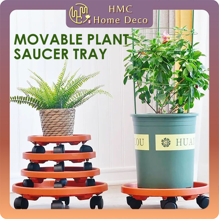 Movable Plant Saucer Tray Universal Wheels Garden Moving Saucer Planter ...